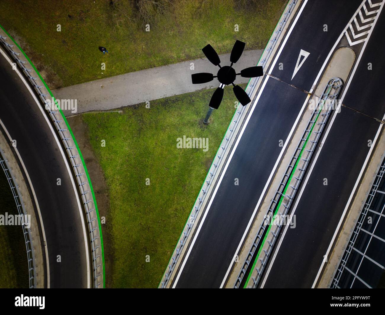 Aerial view of road intersection, night landscape Stock Photo - Alamy