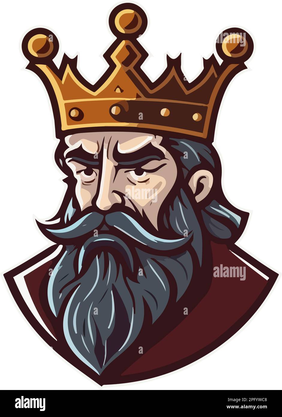 Bearded king with a crown on his head logo icon sign Stock Vector Image ...