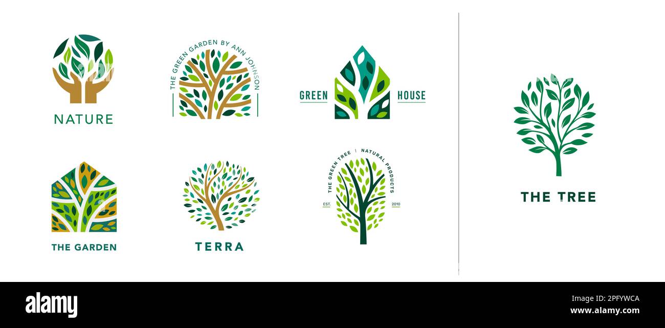 Tree logo collection. Luxury logo templates . Tree of life branch with ...
