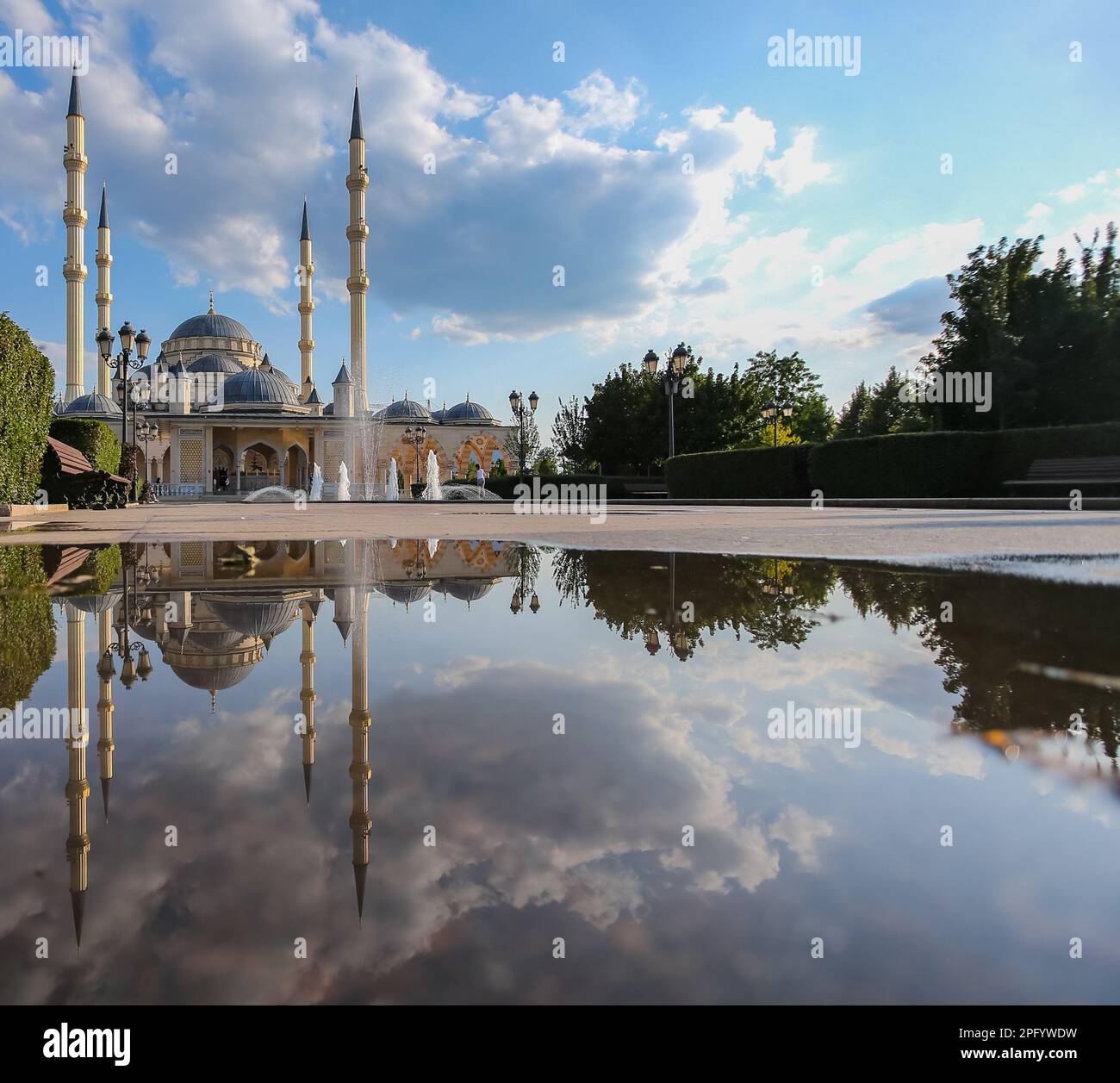 11.08.2019 Russia, Grozny. In the photo: the central mosque of the ...