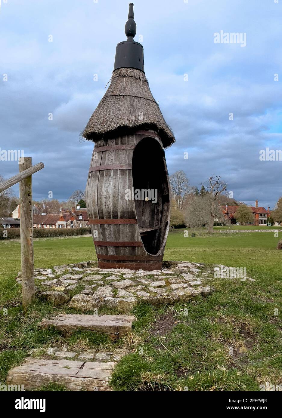 Reproduction of Gilbert Whites revolving Wine pipe seat in the meadow ...