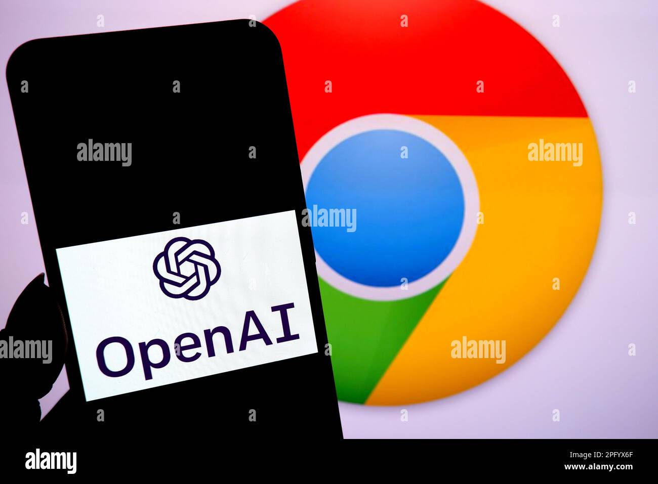 In this photo illustration, an OPEN AI logo is seen displayed on a ...