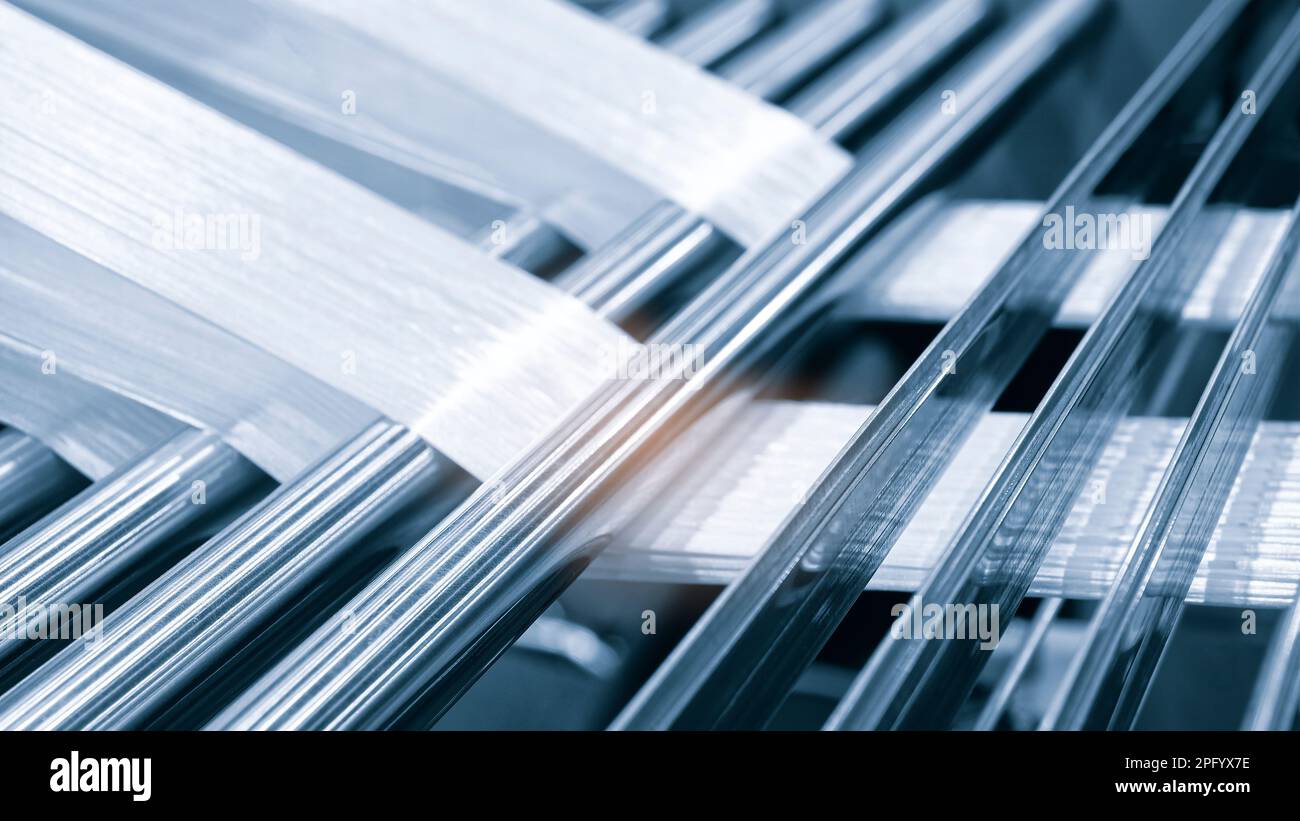 synthetic textile thread, thread at industrial weaving manufacturing ...