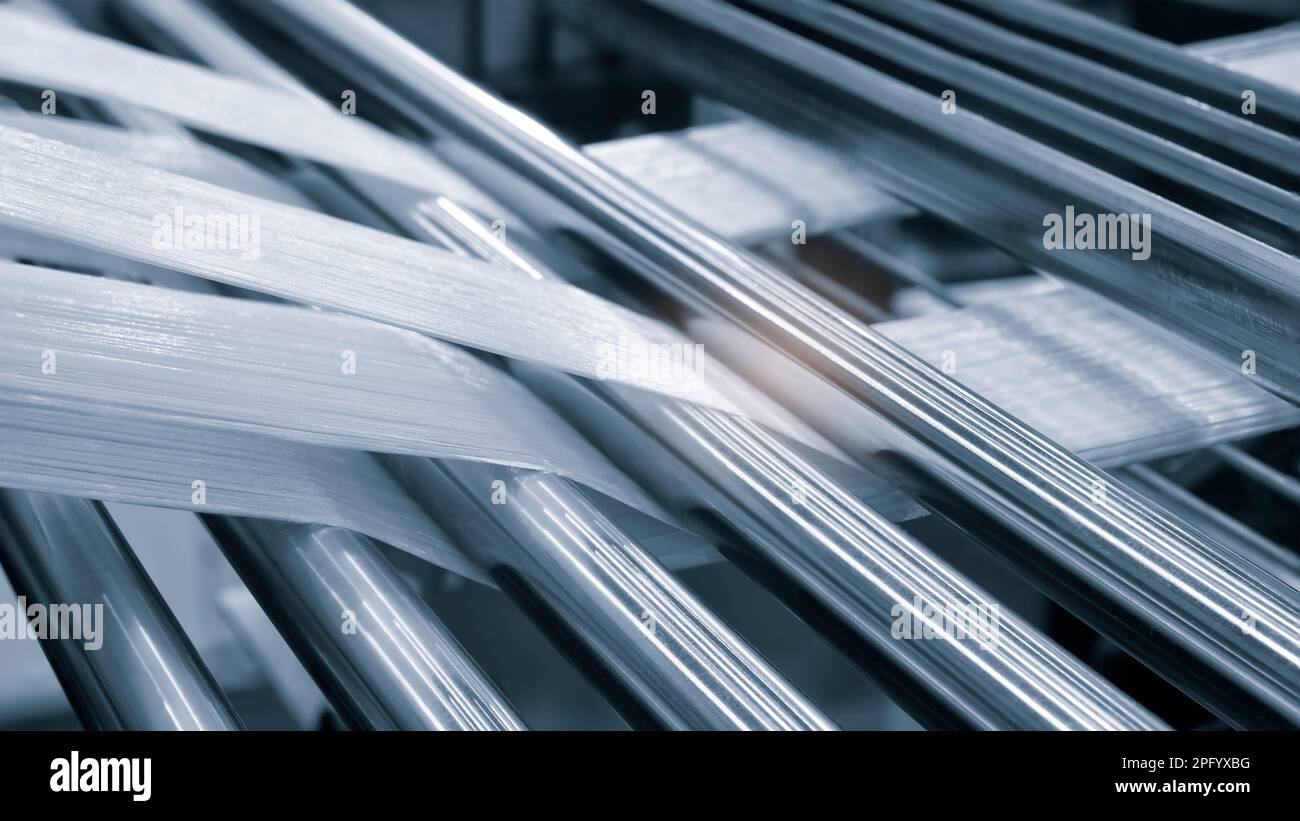 synthetic textile thread, thread at industrial weaving manufacturing ...