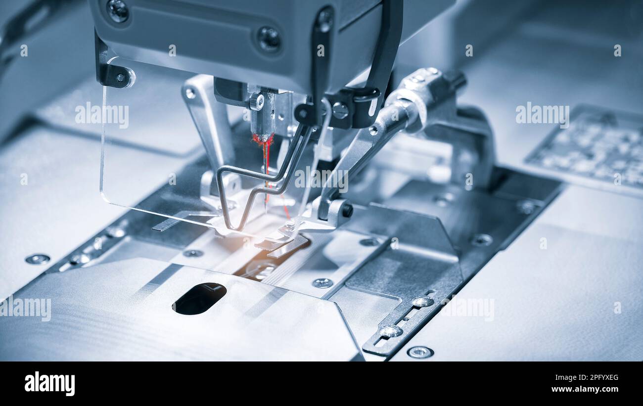 Professional sewing machine and sews garments, textile fabric ...