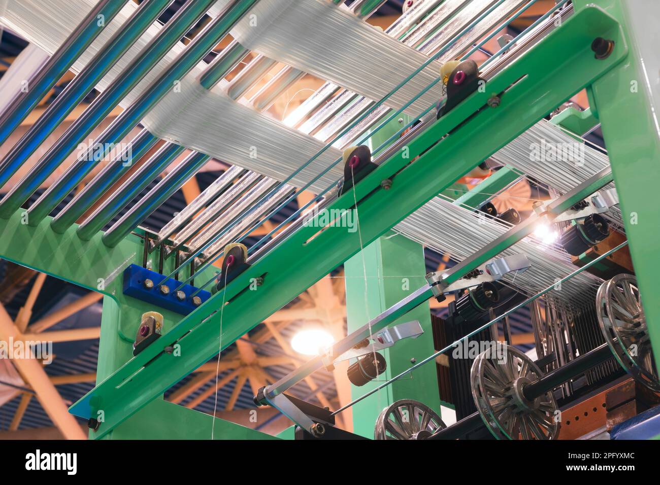 synthetic textile thread, thread at industrial weaving manufacturing ...