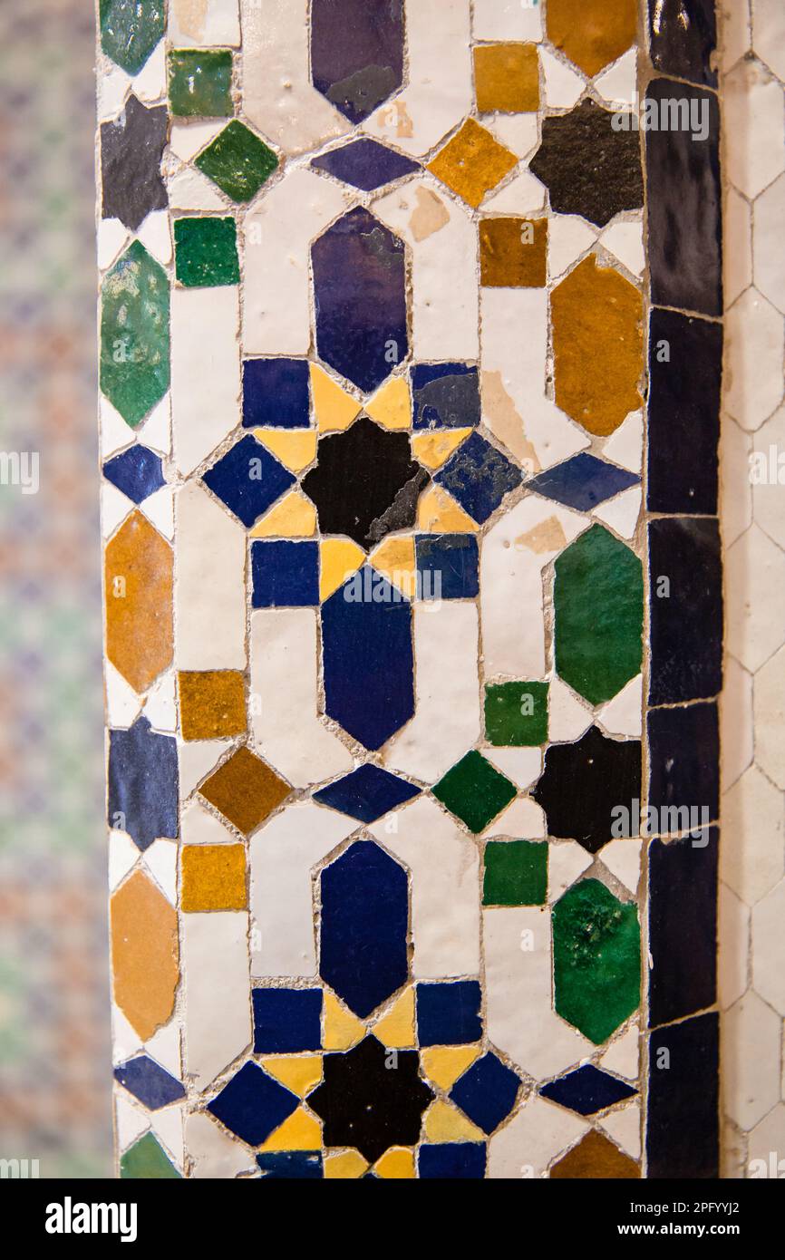 Colorful mosaic tile trim in Fes Stock Photo - Alamy