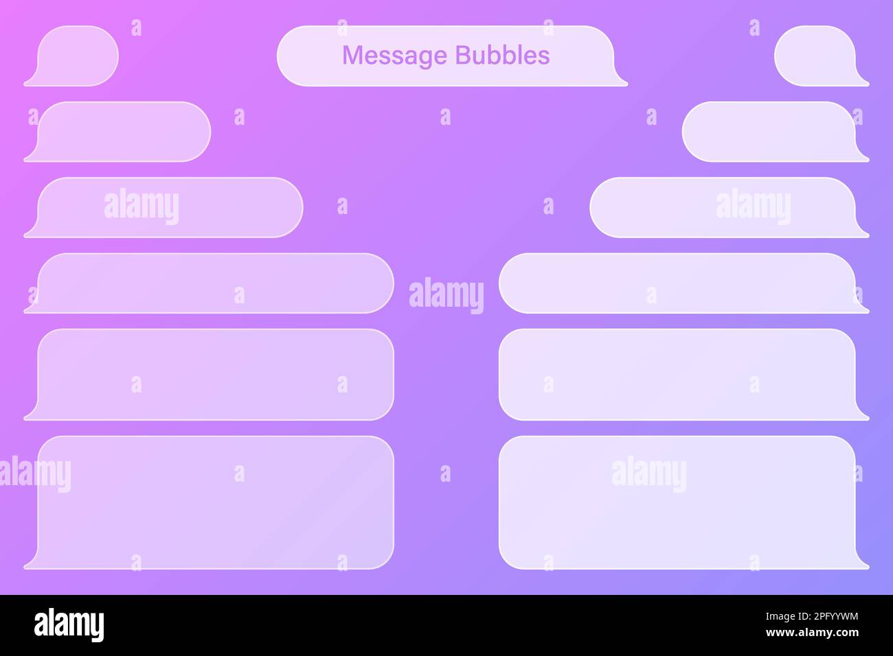 Blank transparent various message bubbles on colorful background. Chat ...