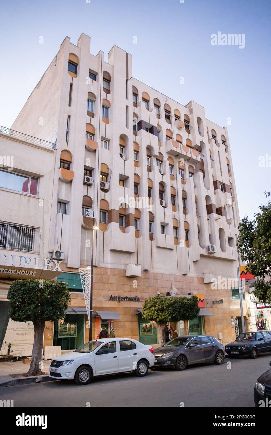 A unique looking apartment building in Fes Stock Photo - Alamy