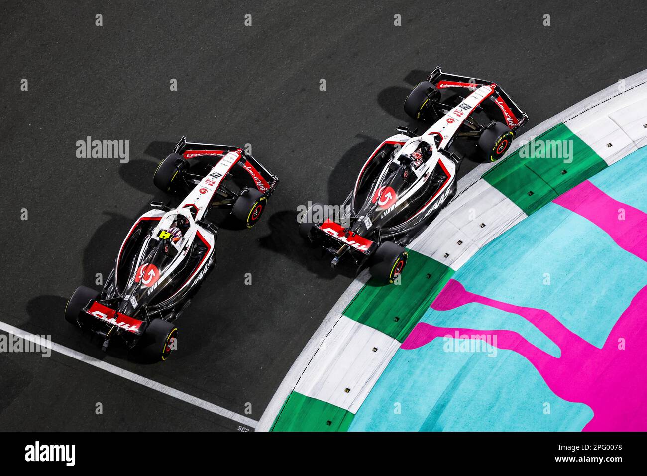 Jeddah, Saudi Arabia. 19th Mar, 2023. #27 Nico Hulkenberg (DEU, MoneyGram Haas F1 Team), #20 ...