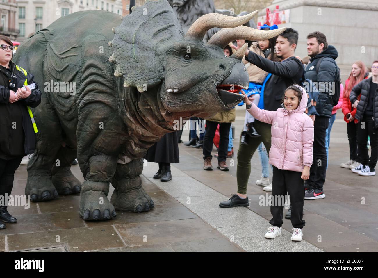 London, UK. 18 Feb 2023. Dinosaur invasion in Trafalgar Square to ...