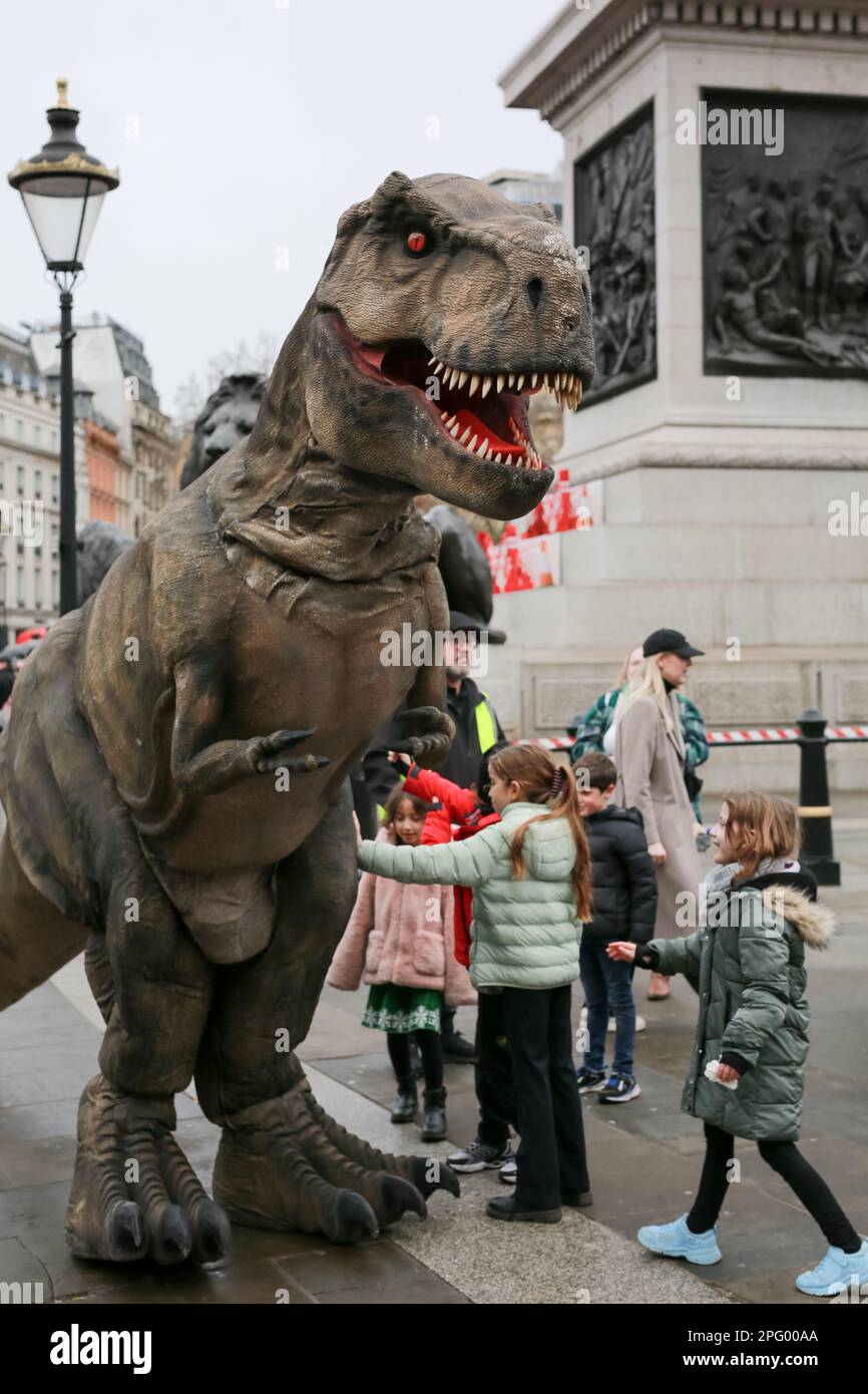 London, UK. 18 Feb 2023. Dinosaur invasion in Trafalgar Square to ...