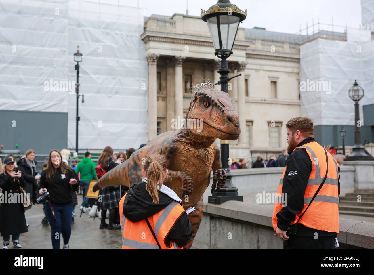 London, UK. 18 Feb 2023. Dinosaur invasion in Trafalgar Square to ...