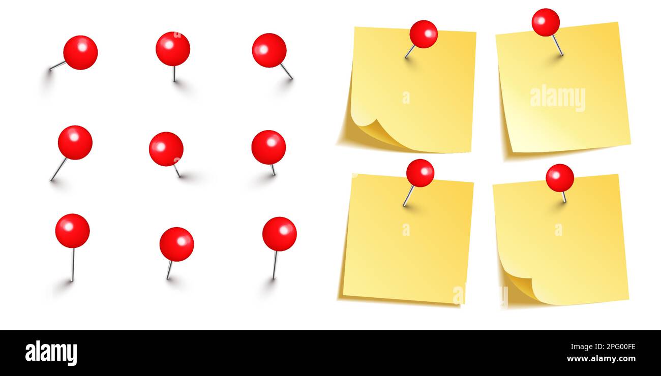 Realistic blank sticky notes isolated on white background. Yellow ...