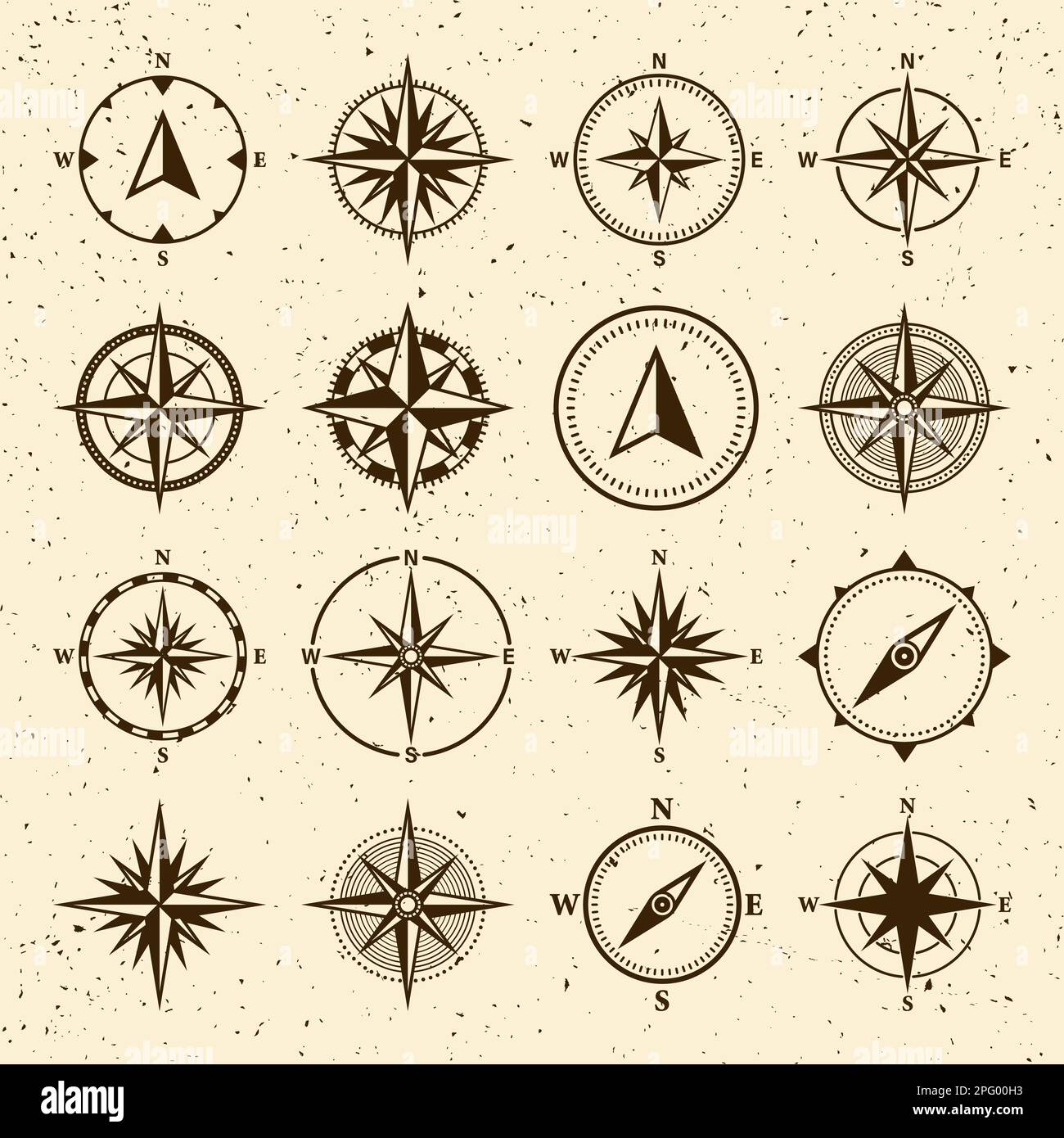 Vintage marine wind rose, nautical chart. Monochrome navigational ...
