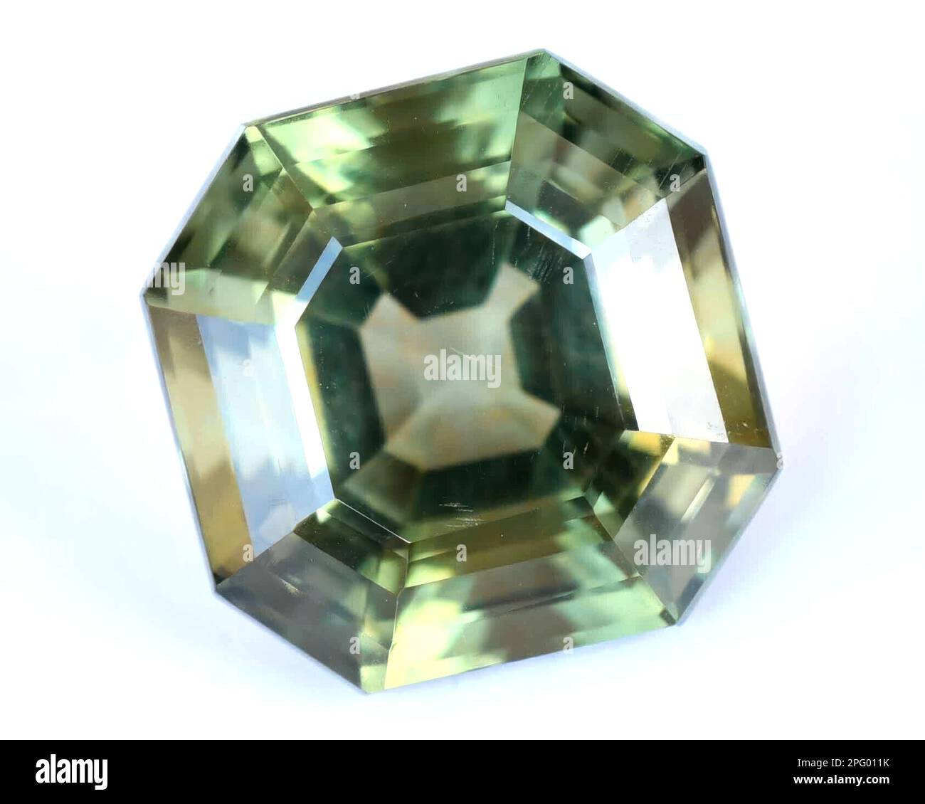 Natural gem green hiddenite spodumene on white background Stock Photo ...