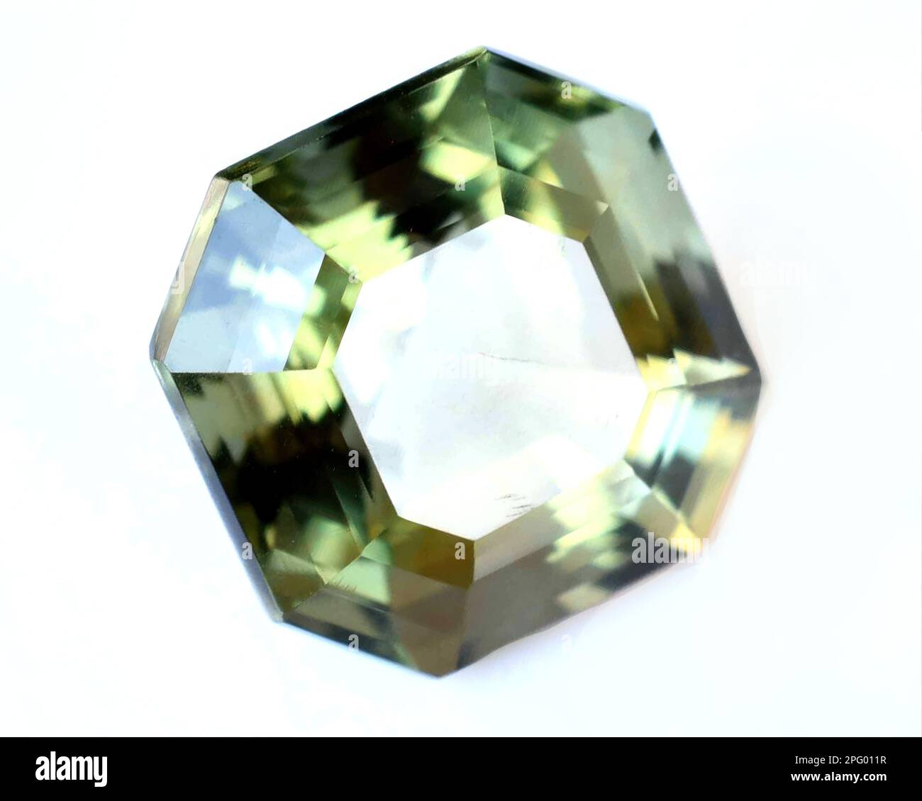 Natural gem green hiddenite spodumene on white background Stock Photo ...