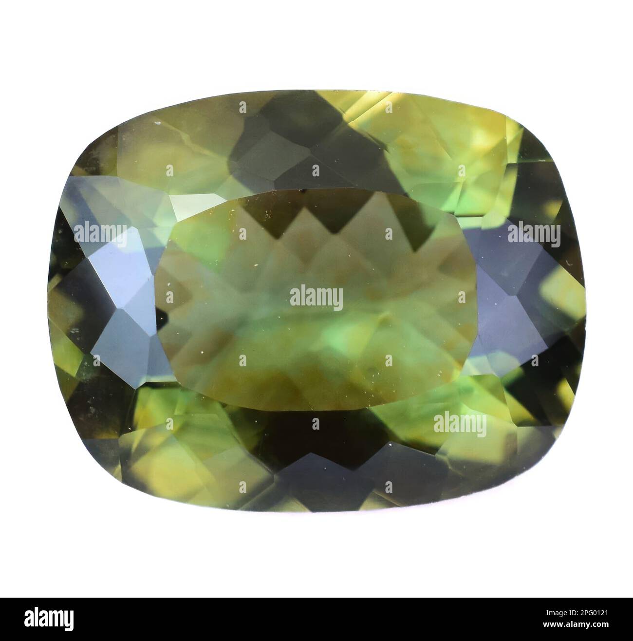 Natural gem green hiddenite spodumene on white background Stock Photo ...