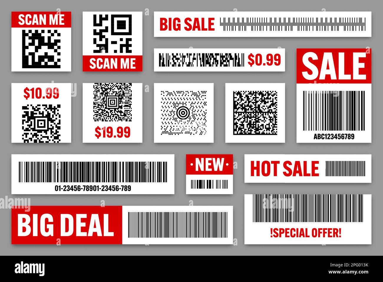 Set of product barcodes and QR codes. Special offer, sale stickers ...
