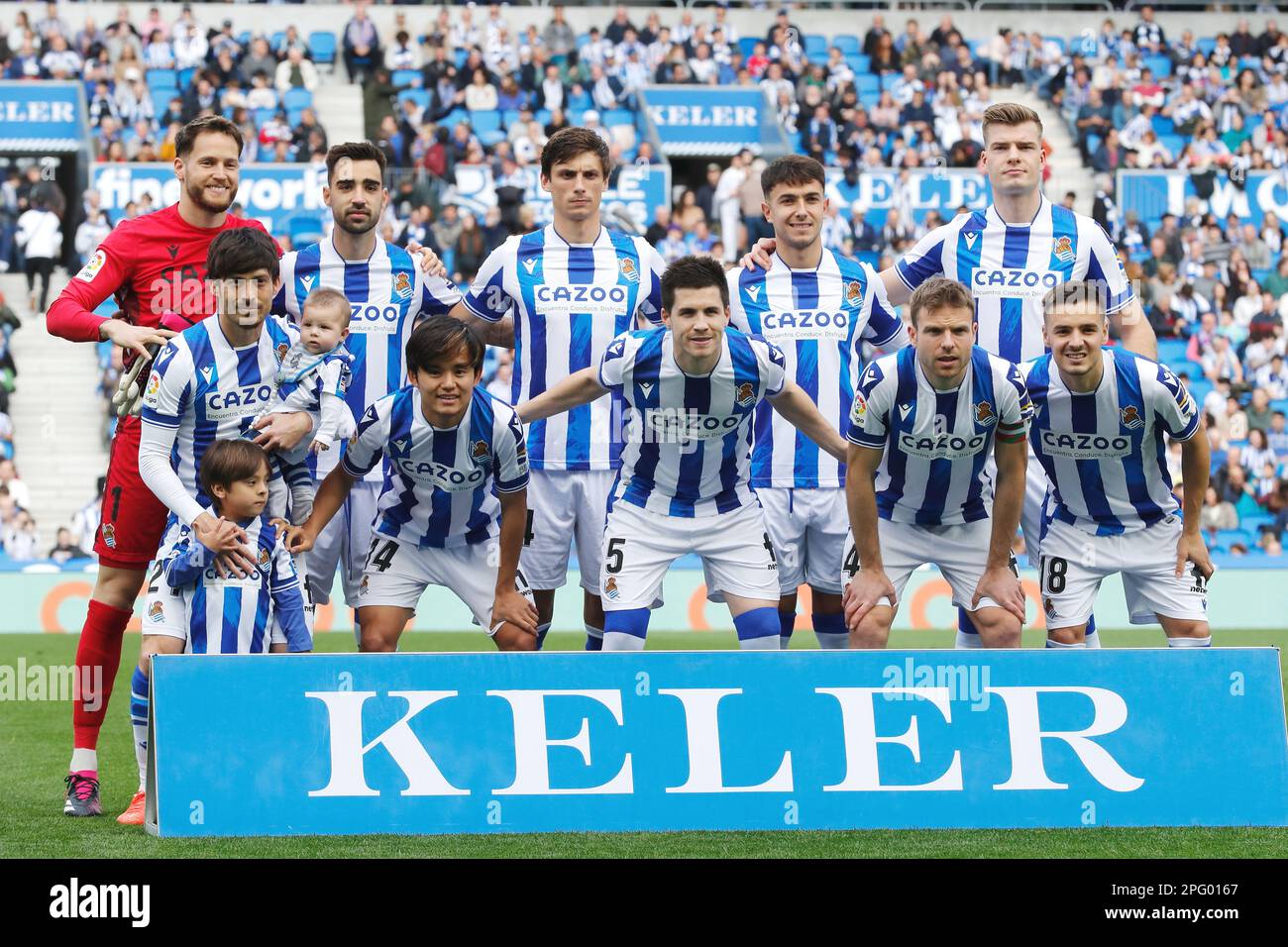 San Sebastian, Spain. 19th Mar, 2023. Real Sociedad team group line-up ...