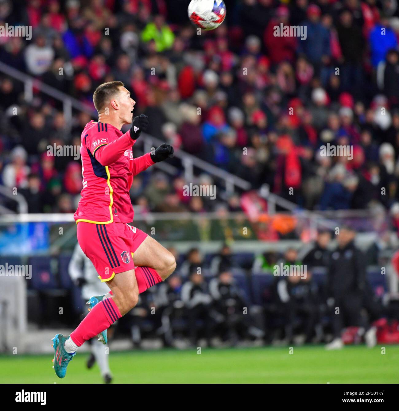 St. Louis, USA. 18th Mar, 2023. St. Louis City defender Kyle Hiebert ...
