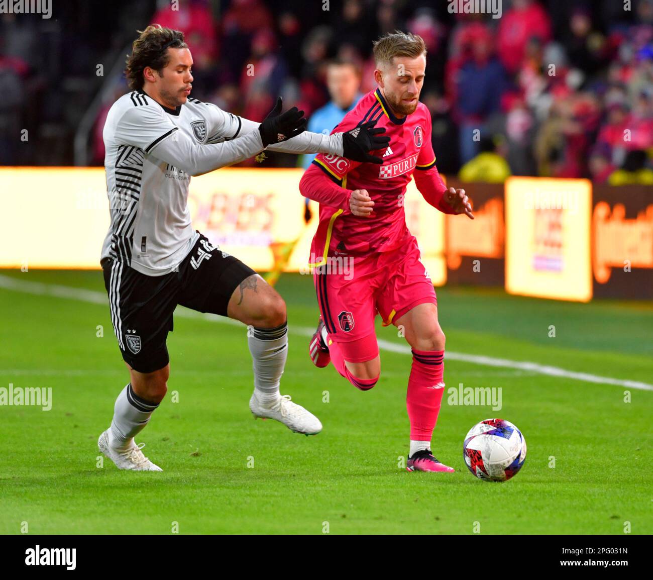 St. Louis, USA. 18th Mar, 2023. St. Louis City forward Rasmus Alm (21 ...