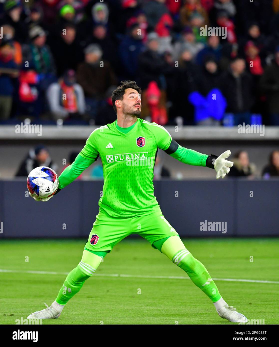 St. Louis, USA. 18th Mar, 2023. St. Louis City goalkeeper Roman Bürki ...