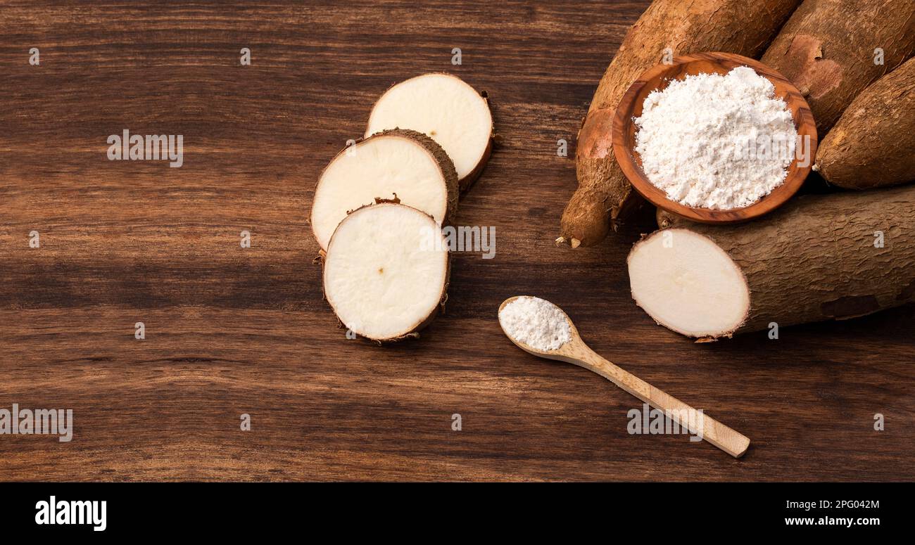 Organic cassava root starch - Manihot esculenta Stock Photo - Alamy