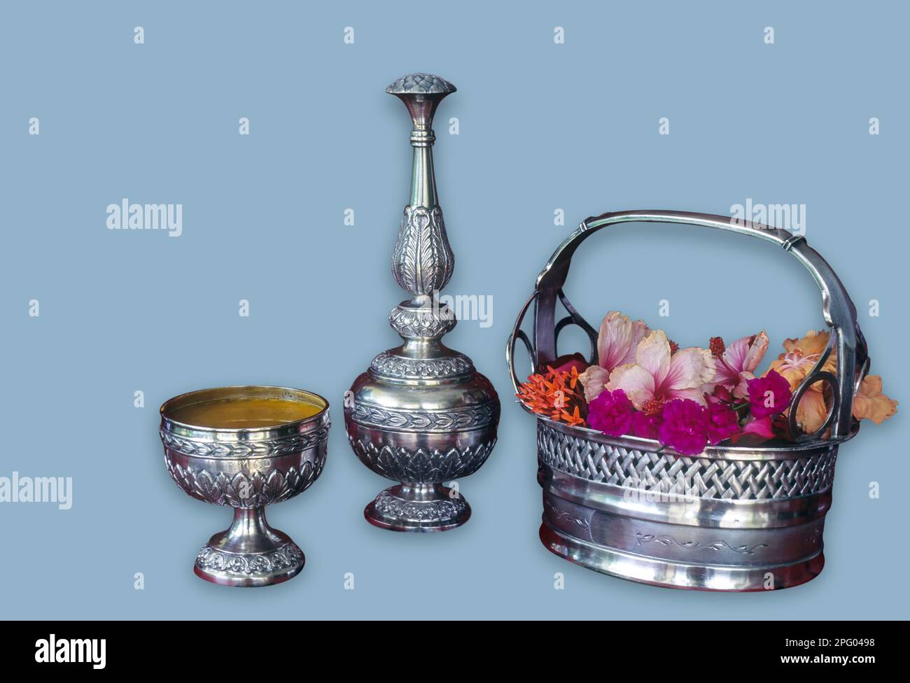 Cutout, Silver goods used in reception area of Nattukottai chettiar ...