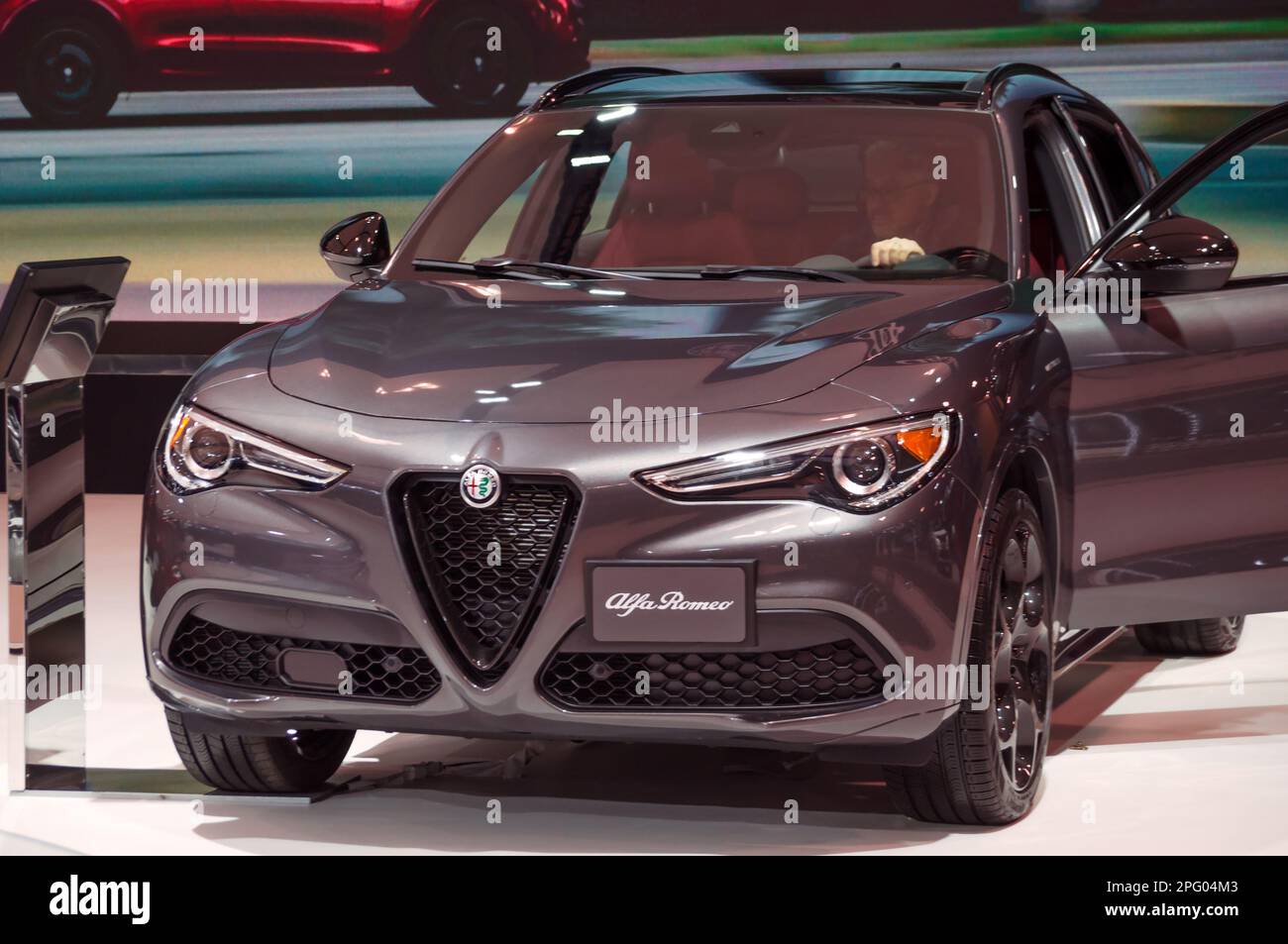 Toronto, Canada - 02 25 2023: Gray Alfa Romeo Stelvio premium SUV ...