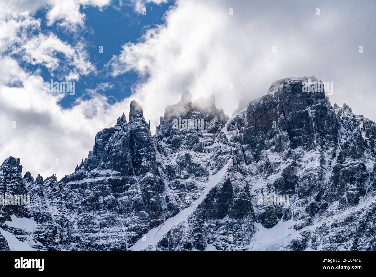 Rock peaks on the summit of Cerro Castillo mountain, Cerro Castillo ...