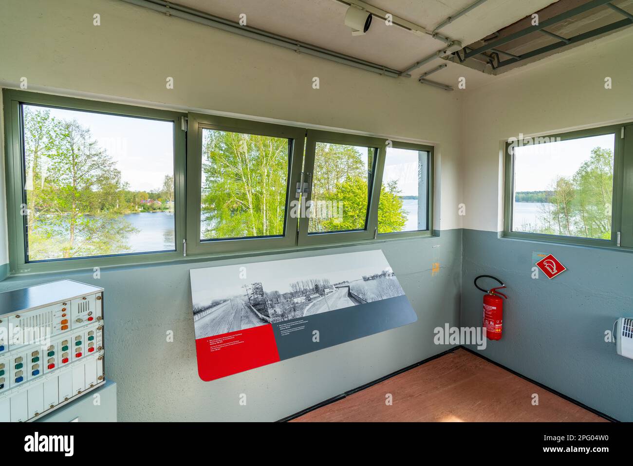 Interior of the Nieder Neuendorf border tower, watchtower and command ...