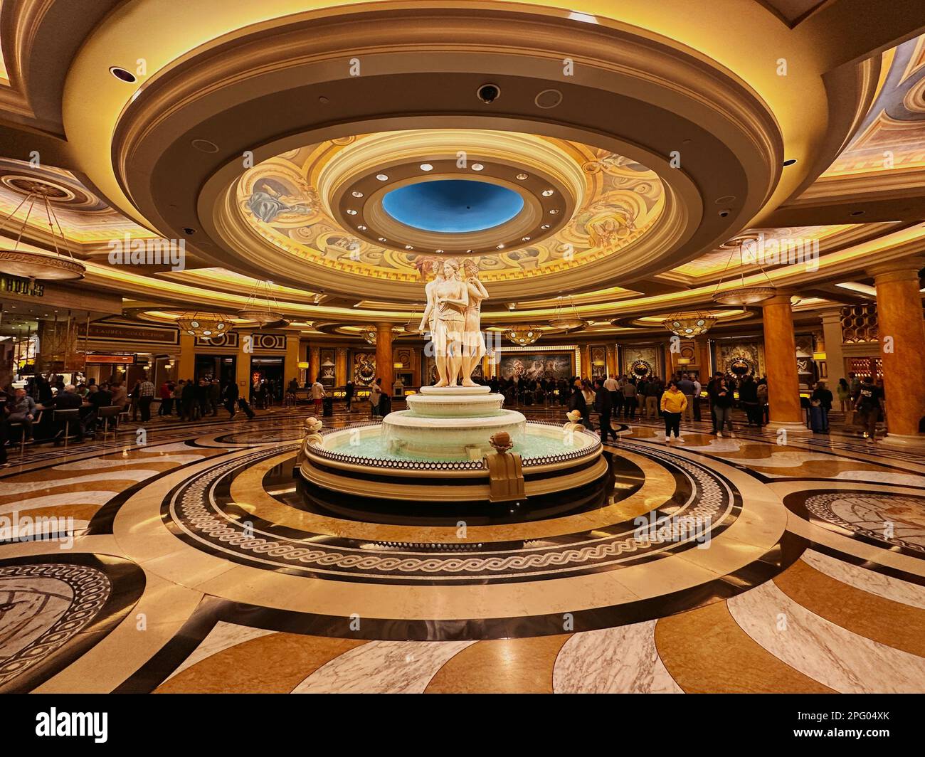 Las Vegas, Nevada - March 13, 2023 - Fountain with sculpture of three ...
