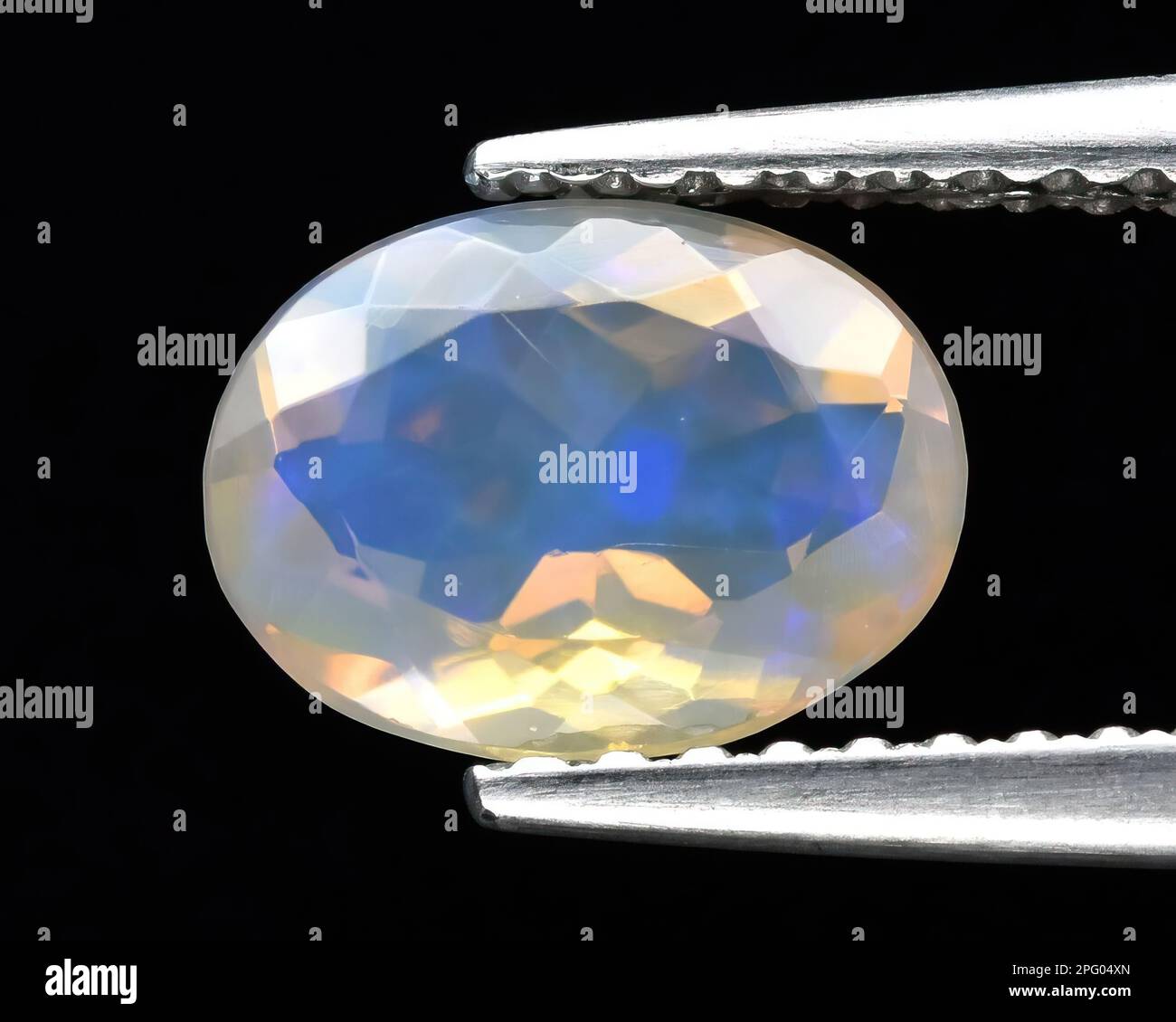 Natural precious stone noble opal on a black background Stock Photo - Alamy