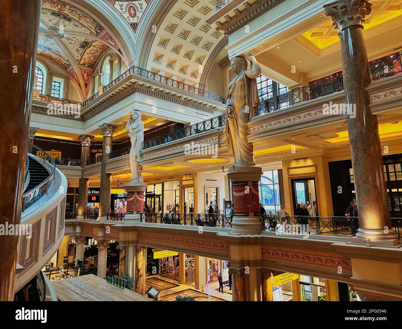 Las Vegas, Nevada - March 13, 2023 - Spiral escalators are only the ...