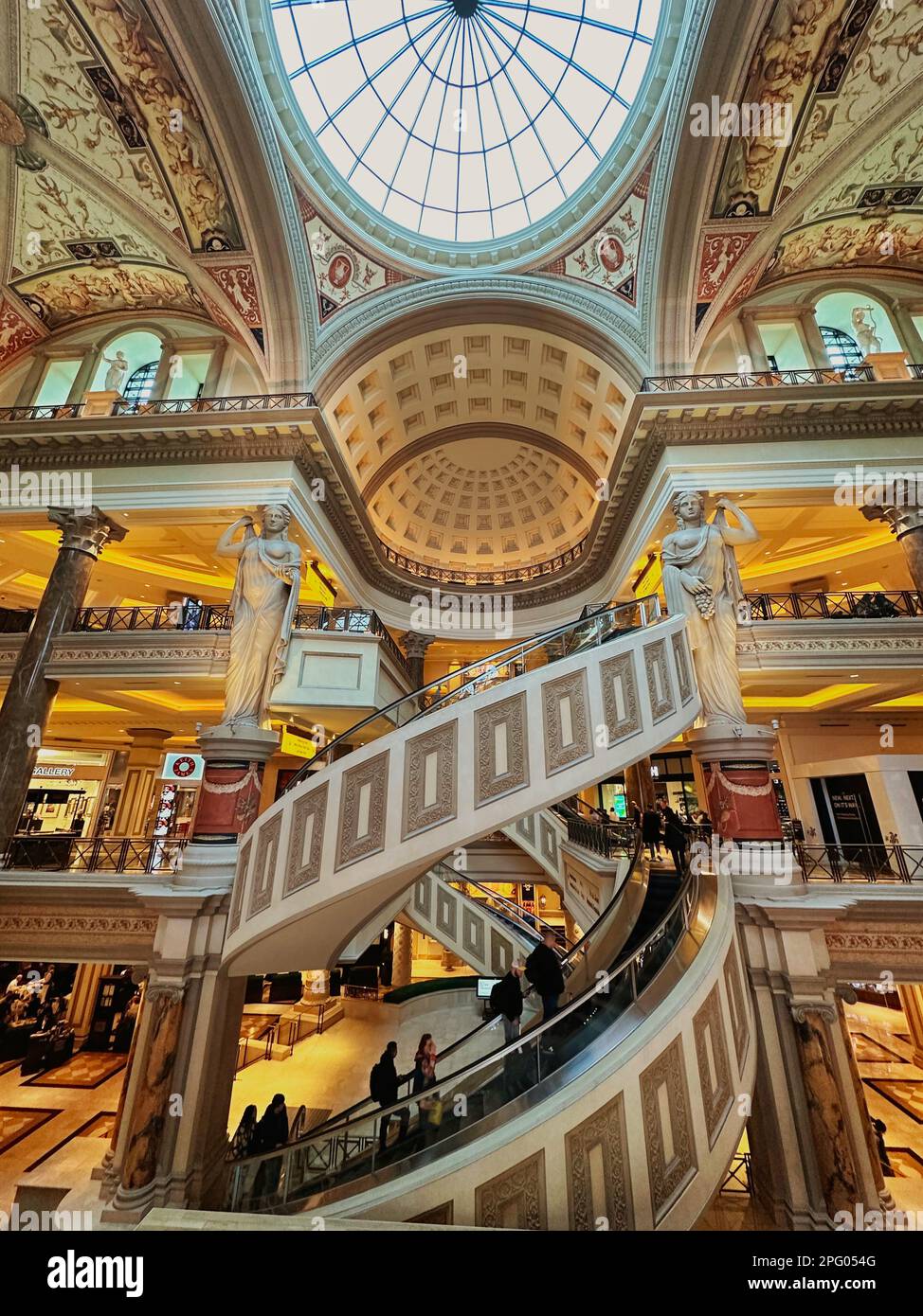 Las Vegas, Nevada - March 13, 2023 - Spiral escalators are only the ...