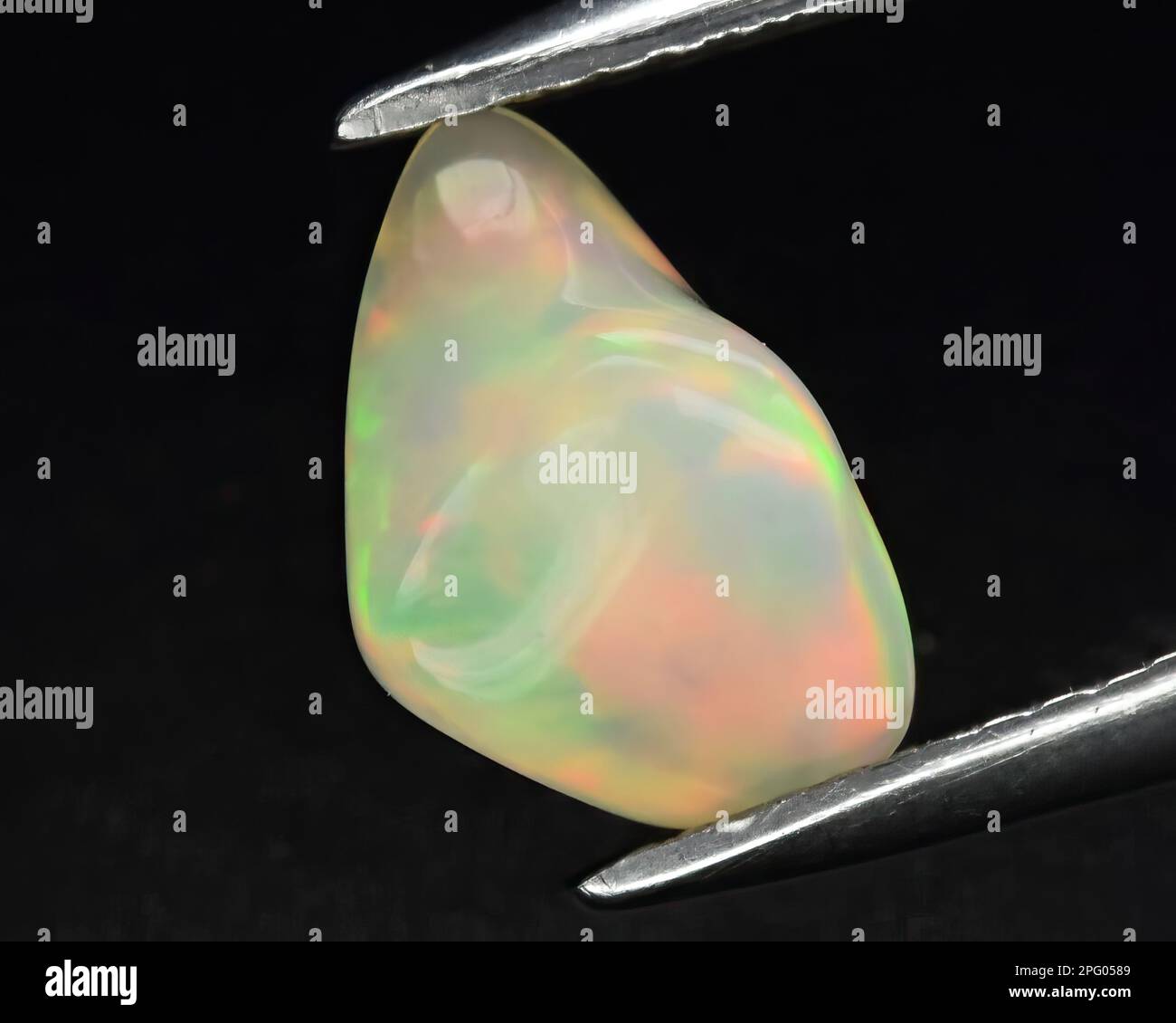 Natural precious stone noble opal on a black background Stock Photo - Alamy