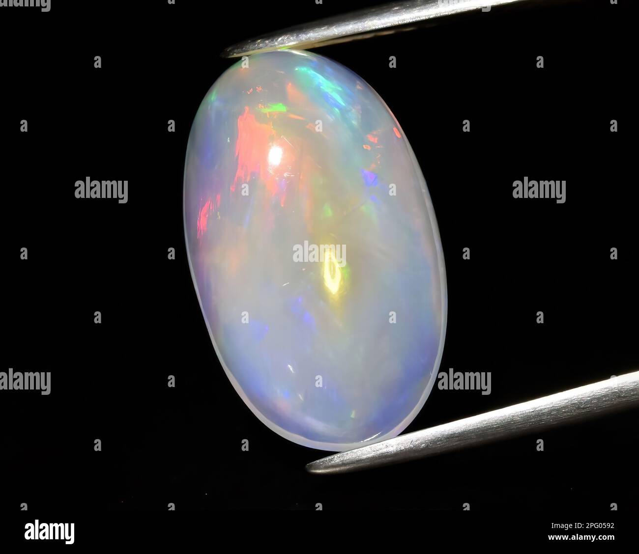 Natural precious stone noble opal on a black background Stock Photo - Alamy