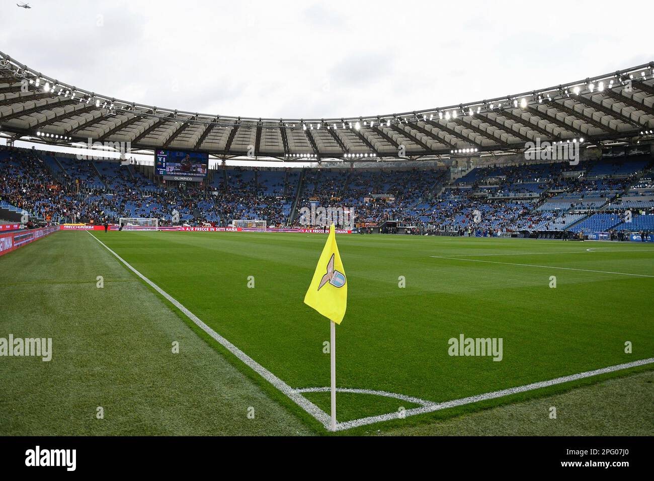 the view of the Olympic stadium during football Match, Stadio Olimpico ...