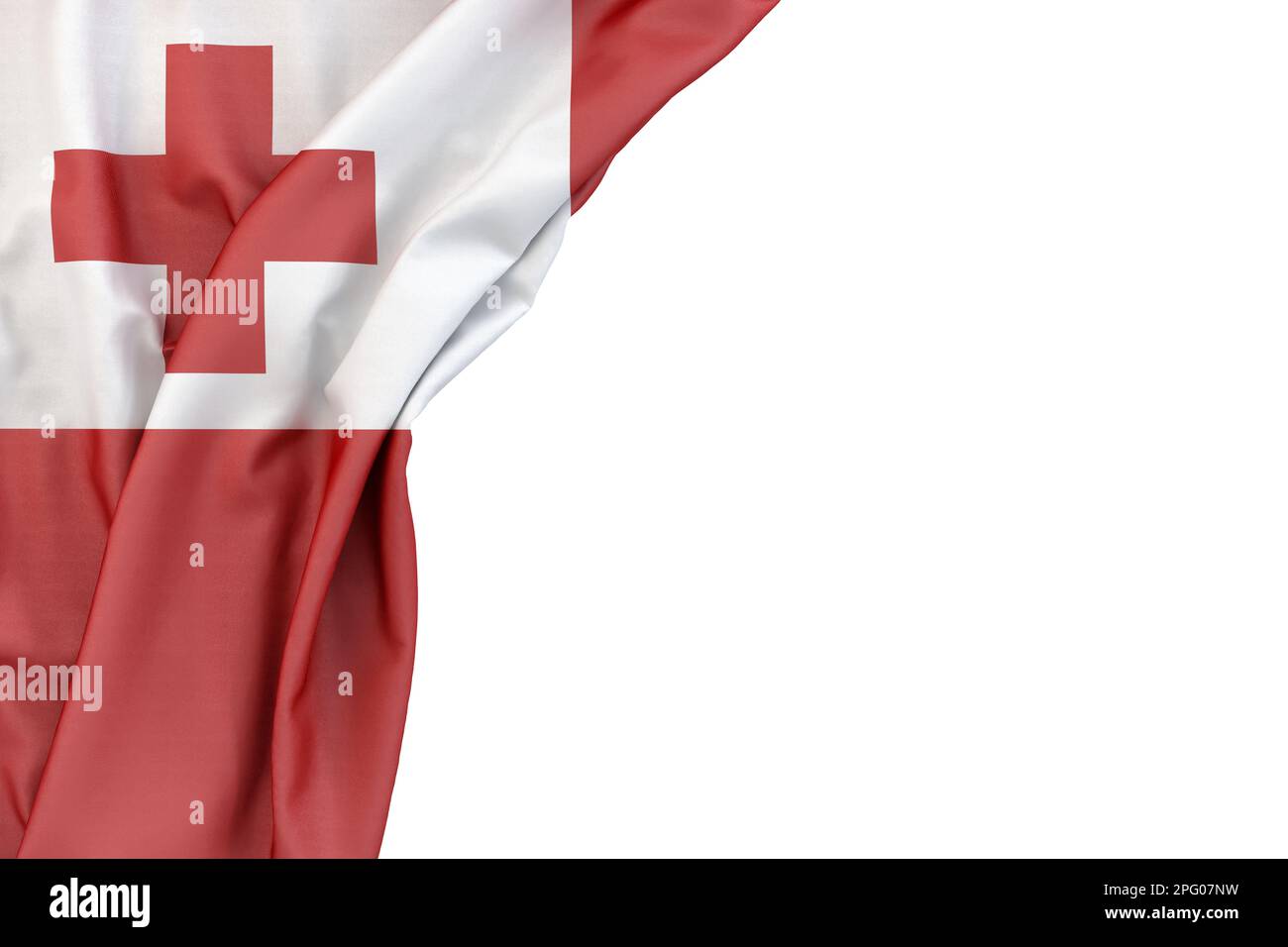 Flag of Tonga in the corner on white background. 3D rendering. Isolated ...