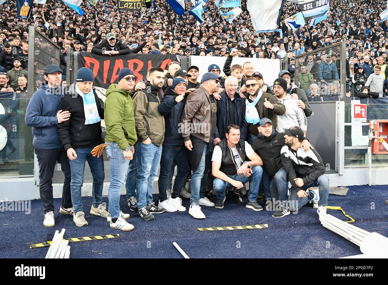 Sven-Goran Eriksson former Lazio coach greets the fans during football ...