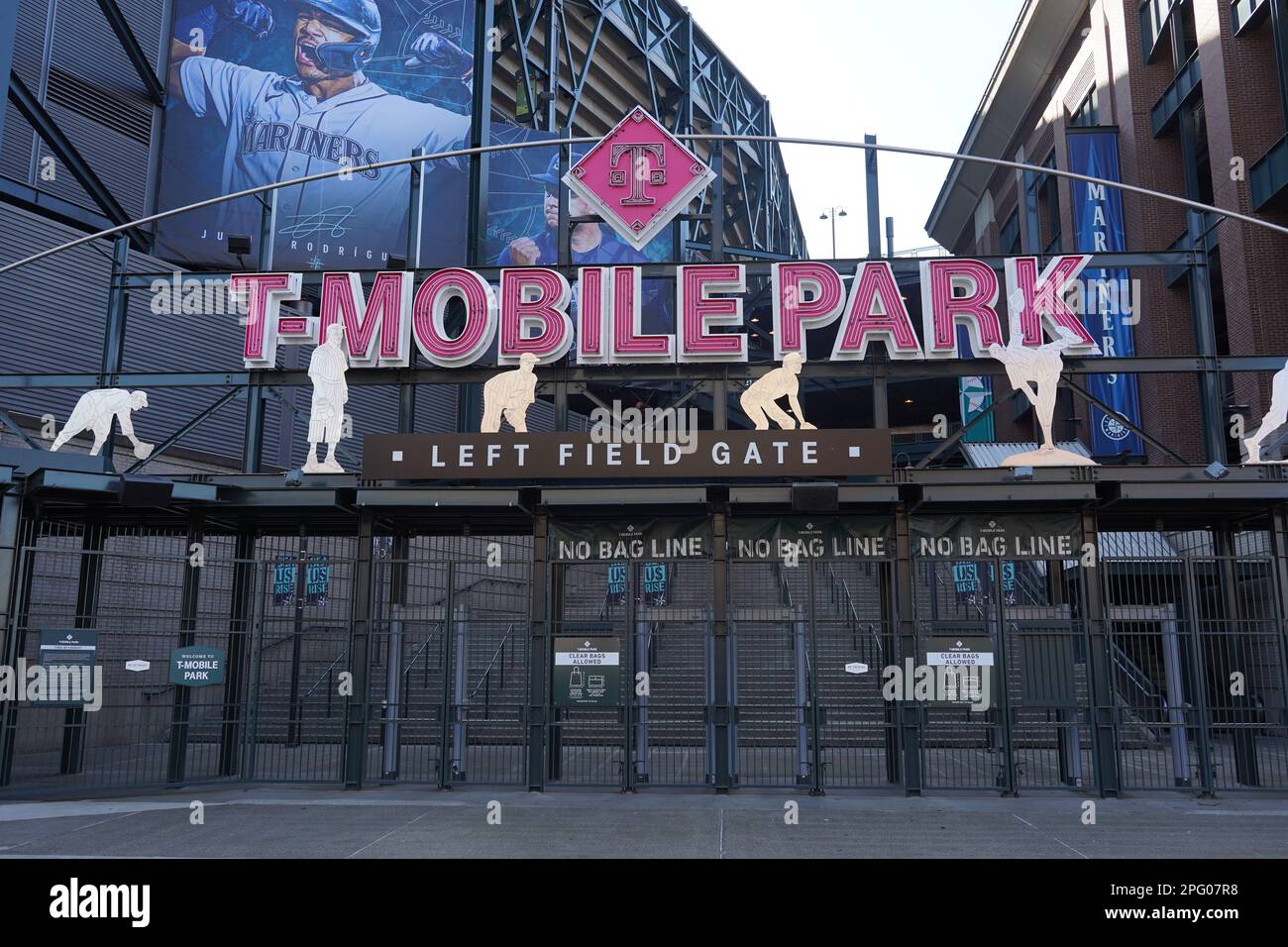 The T-Mobile Park left Field gate, Saturday, Mar. 18, 2022, in Seattle ...