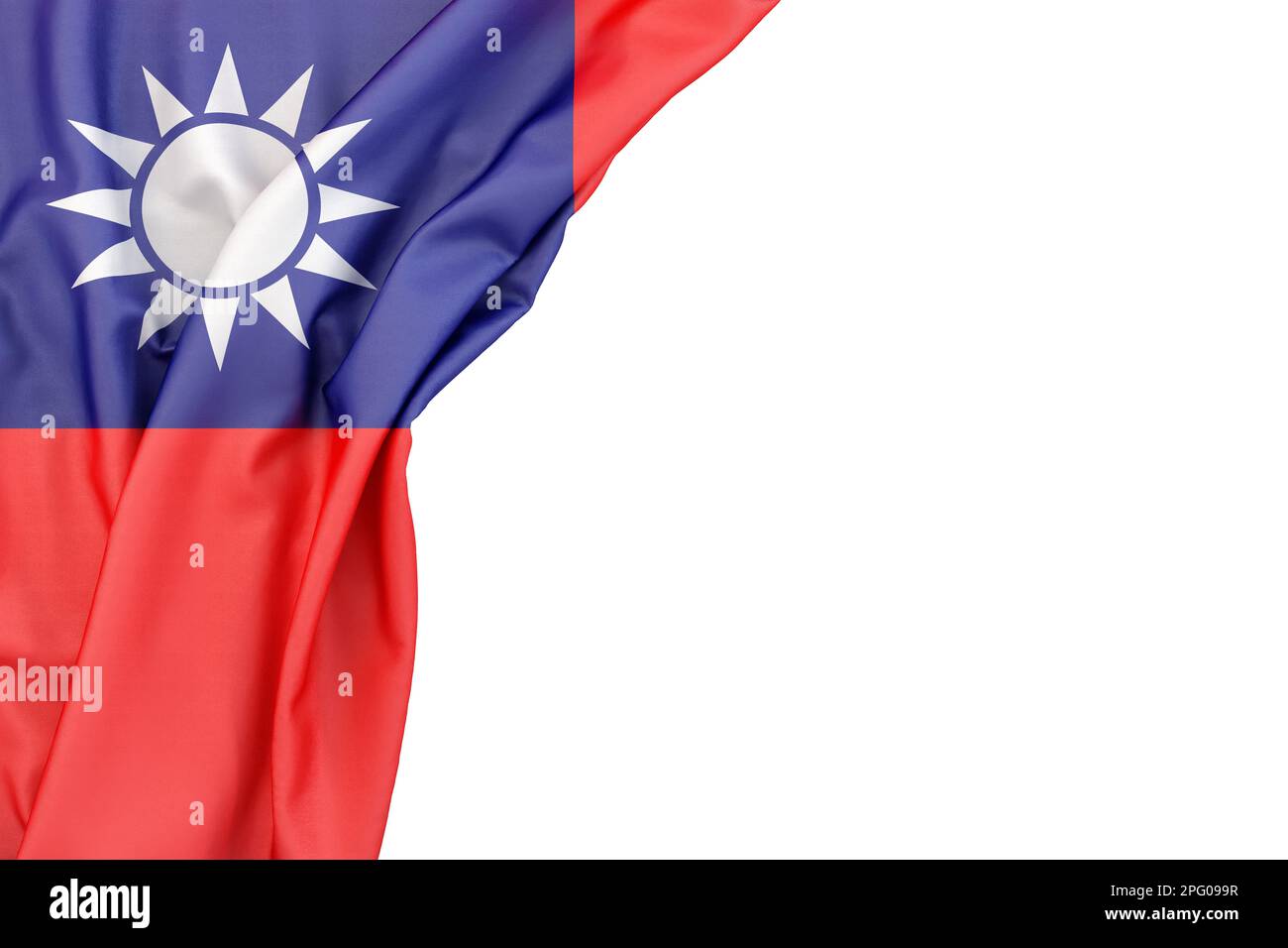 Flag of Taiwan in the corner on white background. 3D rendering ...