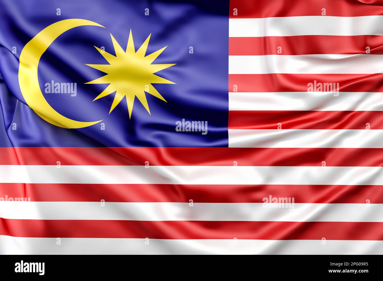 Ruffled Flag of Malaysia. 3D Rendering Stock Photo - Alamy