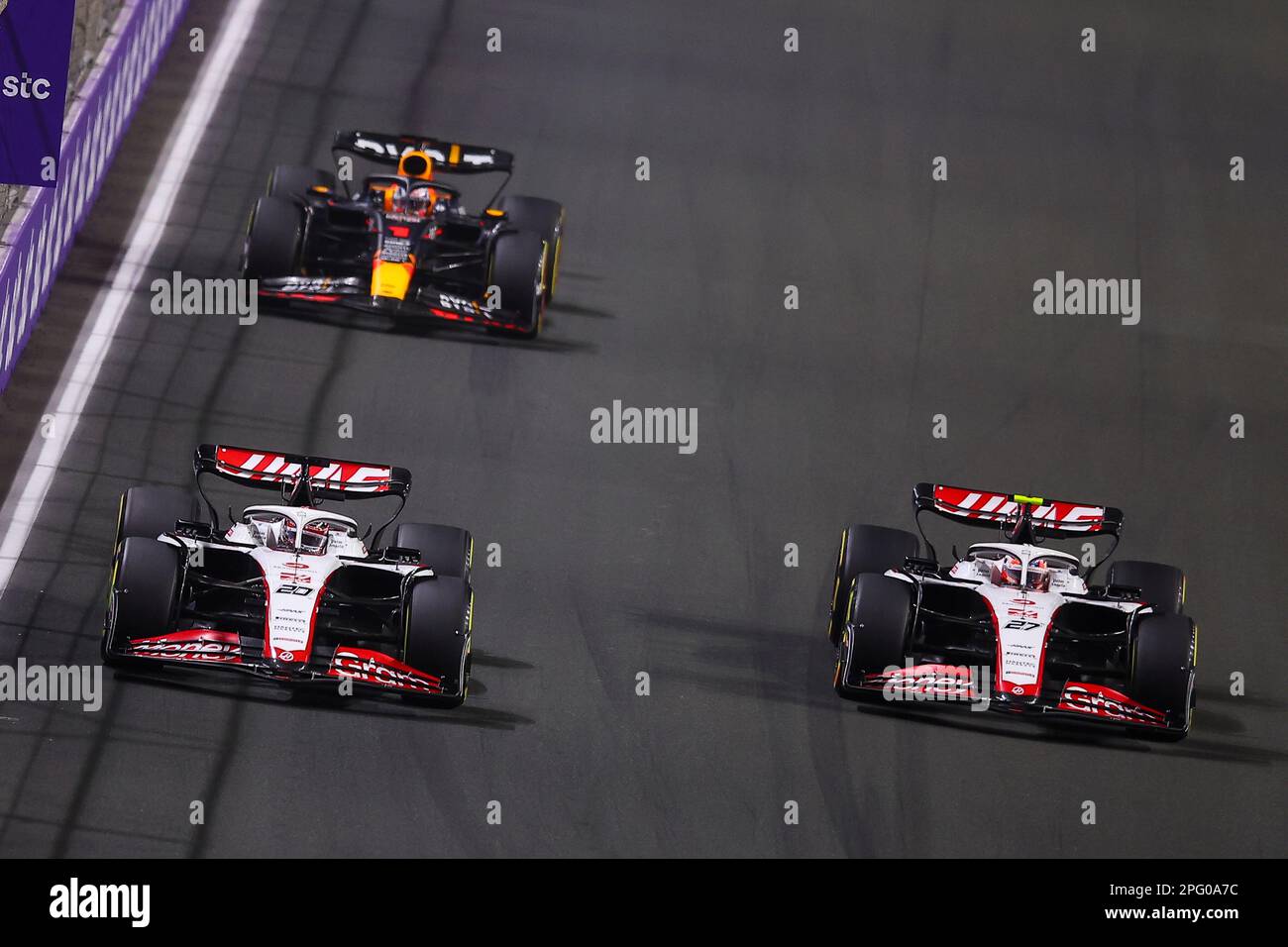 Jeddah, Saudi Arabia. 19th Mar, 2023. #20 Kevin Magnussen (DNK, MoneyGram Haas F1 Team), #27 ...