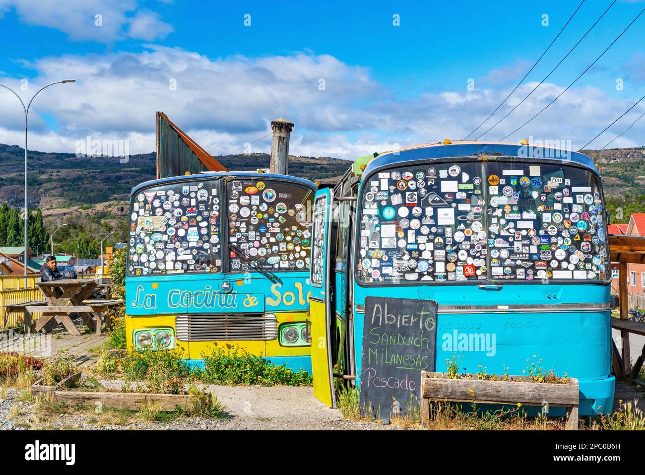 Food Truck La Cocina de Sole in two old buses, Villa Cerro Castillo ...
