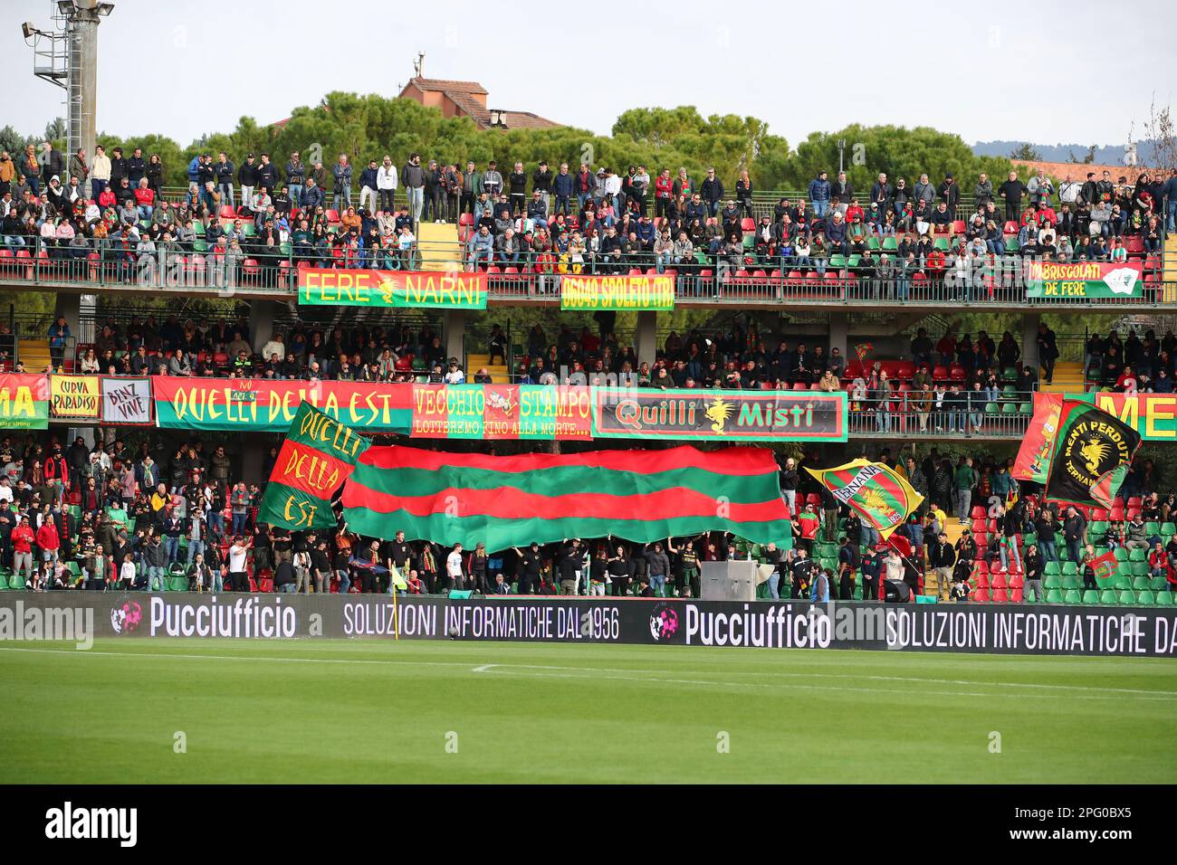 Libero Liberati stadium, Terni, Italy, March 19, 2023, the fans of ...
