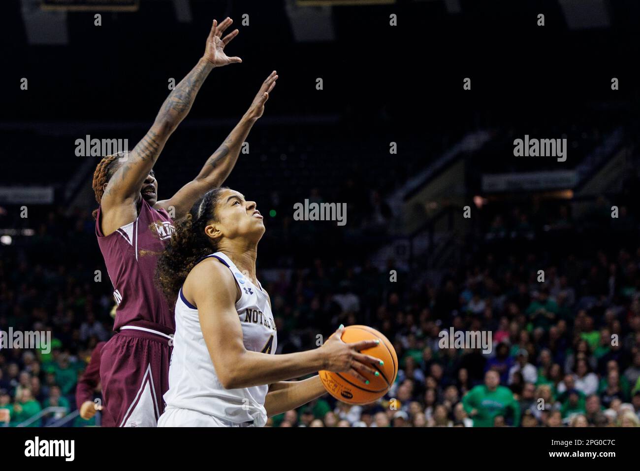 March 19, 2023: Notre Dame guard Cassandre Prosper (4) goes up for a ...