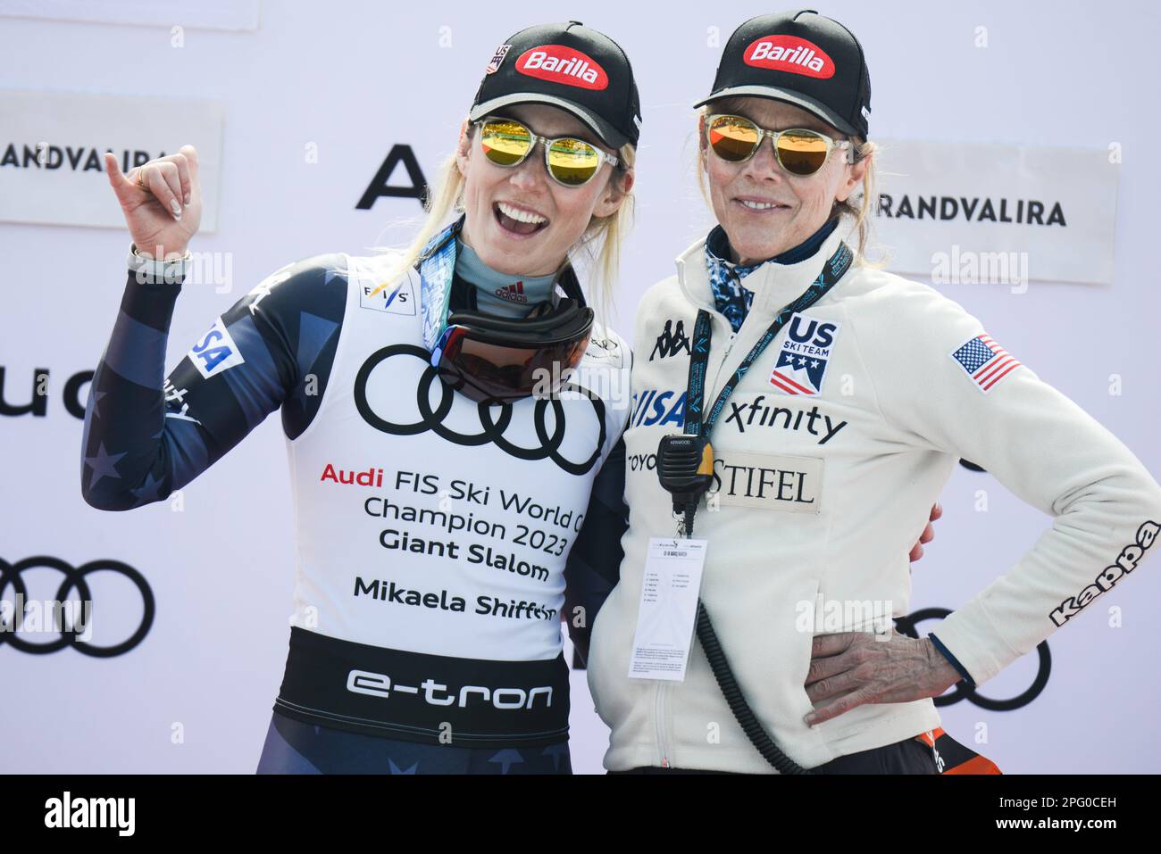 Andorra. 19th Mar, 2023. Mikaela Shiffrin with her coach Karin Harjo ...