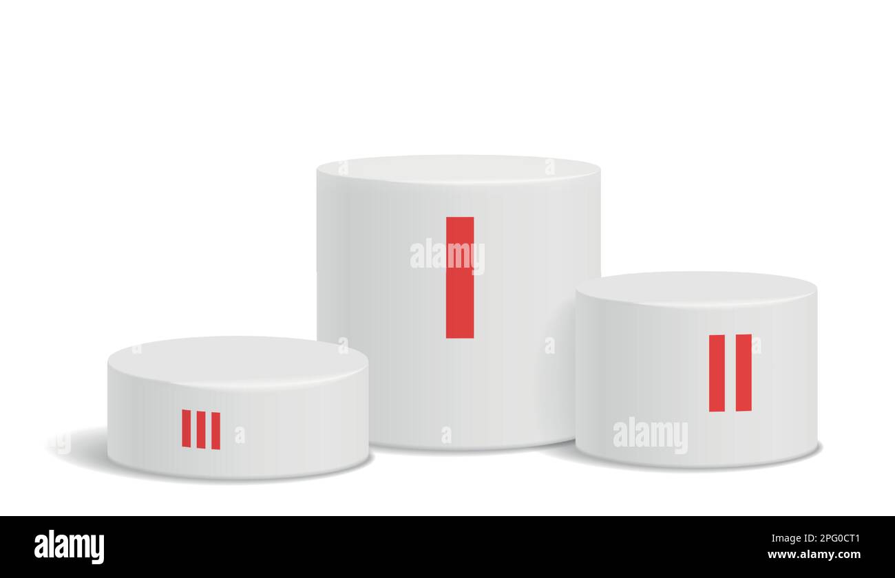 White winners podium with red numbers. Pedestal realistic vector ...